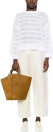 Brunello Cucinelli Open Knit Linen Sweater - White