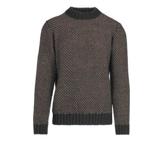 Bomboogie Pullover mit Rundhalsausschnitt in Two-Tone-Optik - - Knitwear - Herren - Braun - L