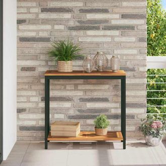 vidaXL Vidaxl - Table de jardin avec rangement en bois dacacia - Dimensions 80 x 35 x 75 cm - Pour repas en ext&eacute;rieur et d&eacute;coration - NOIR 80 X