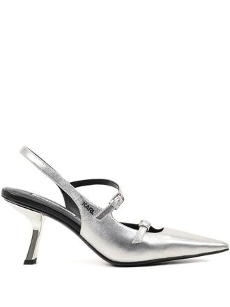 Karl Lagerfeld Slingback-Pumps mit Schnalle - Silber