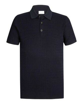 Profuomo Strick-Poloshirt mit Tencel in Zopfstrickmuster in