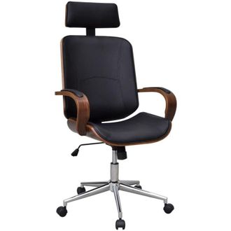 vidaXL Chaise Fauteuil de bureau Style Moderne avec appuie-t&ecirc;te Bois cintr&eacute; Similicuir vidaXL