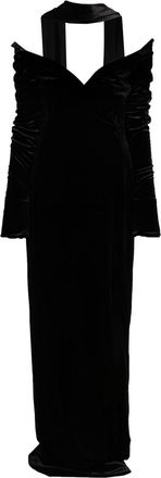 Saiid Kobeisy Samtkleid mit schmalem Schnitt - Schwarz