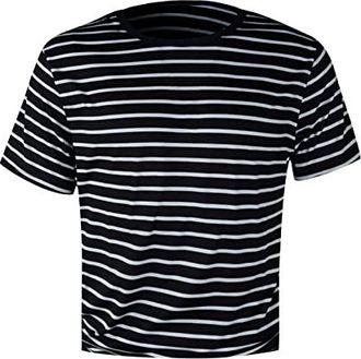 Generic T-shirt basique &agrave; rayures pour homme - S&eacute;chage rapide - Motif poulet - Manches courtes - Convient pour la course &agrave; pied et la gym, Noir, 3XL