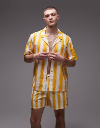 Tommy Hilfiger Resort - Chemise style bowling densemble &agrave; rayures - Jaune