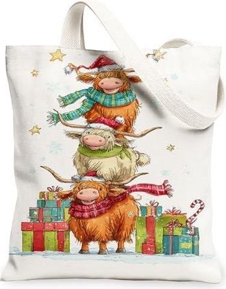 Generic Sacs fourre-tout en toile motif animaux de la ferme r&eacute;utilisables, vintage, l&eacute;gers, lavables S, blanc, 13x15 Inch