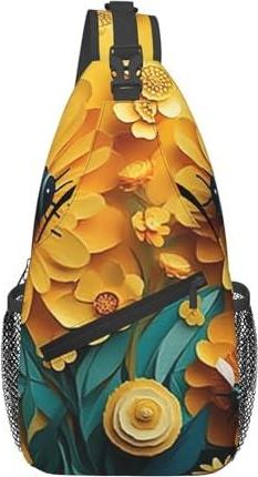 Generic Sac &agrave; bandouli&egrave;re motif abeilles et fleurs - Sac &agrave; dos de voyage pour homme - Sac &agrave; dos de randonn&eacute;e