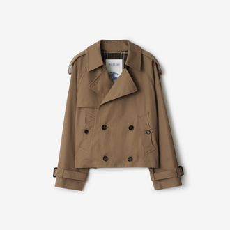 Burberry Cropped-Trenchjacke aus Gabardine, Size: 52
