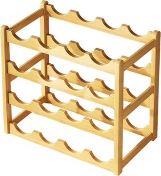 Generic Stapelbares Weinregal - Holzschrank-Aufbewahrung, vierstufiger modularer Regalst&auml;nder, Stabiler Bar-Display-Organizer | Elegante, platzsparende Weinau