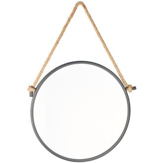 Puma Naturel - Runder Wandspiegel mit Metallrahmen 40 x 40 cm, Schwarz (ZLAN40C)