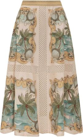 Farm Rio Farm Rio, Femme, Jupes, Multicolore, Taille: 38 FR Royal Sea Midi Skirt