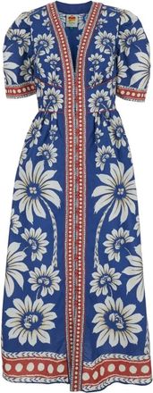 Farm Rio Farm Rio, Femme, Robes, Bleu, Taille: 38 FR Luna Long Dress