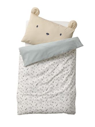 Vertbaudet Baby-Bettbezug Hygge, beige, bedruckt, 80 x 120 cm