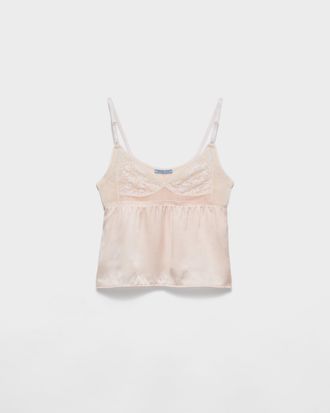 Prada Top aus Satin und Spitze im Vintage-Look
