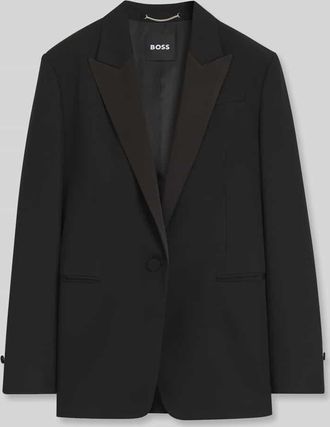 HUGO BOSS Regular Fit Longblazer aus Wolle mit Satinrevers