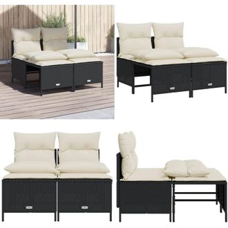 vidaXL Vidaxl - 4-tlg. Garten-Sofagarnitur mit Kissen Schwarz Poly Rattan - Gartensorte - Gartenm&ouml;belset - Outdoor-Lounge - Lounge Set - Rattan Sessel