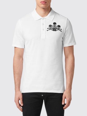 Philipp Plein Polo slim fit en coton avec imprim&eacute; Skull et logo Hexagon