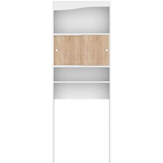 TemaHome Meuble Splash pour lave-linge/W.-C. - blanc/ch&ecirc;ne
