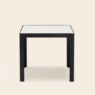 Madura Table DAppoint Orelia Blanc min&eacute;ral et m&eacute;tal noir - BLANC