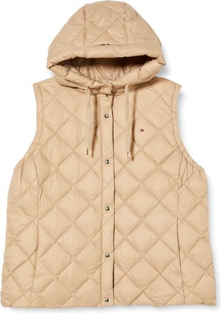 Tommy Hilfiger Damen Weste Classic Down Quilted Vest Steppweste, Beige (Beige), 46