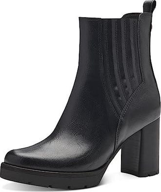 Marco Tozzi Bottines Chelsea en cuir pour femme avec talon bloc, Noir, 39 EU