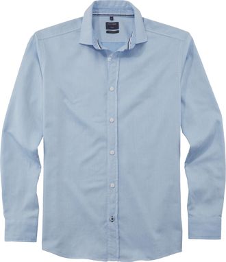 Olymp Herren Freizeithemd Langarm Casual,Faux Uni,059 Casual 22,01 Kent-Kragen,bleu 11,L