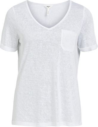 Object Damen OBJTESSI SLUB S/S V-NECK NOOS T-Shirt,, per pack Weiß (White White), 36 (Herstellergröße: S)