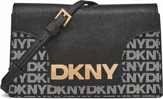 DKNY Femme Avril Wallet on A String Embrayage, Logo Noir/Noir, Taille Unique