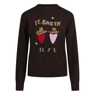 MC2 Saint Barth Pull Danya &agrave; col rond - Femme - Pulls - Brun - Taille: 38 FR