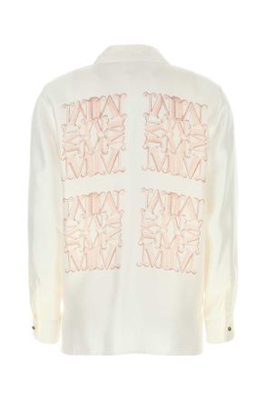 Max Mara Womens White Silk Filtro Blouse B.co Seta-Blush Exterior: Camicie Seta/blush Shirt