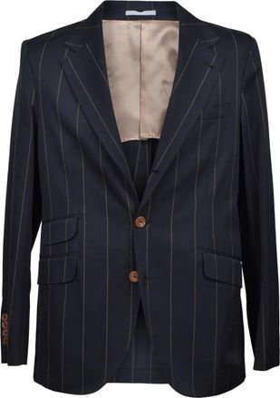 Brunello Cucinelli striped-button blazer - Bleu