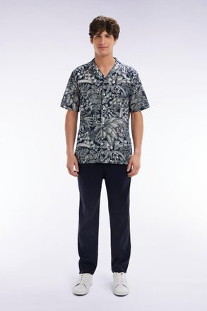 Eden Park Pantalon Fluide &Agrave; Taille &Eacute;lastique En Lin Et Coton Stretch Marine