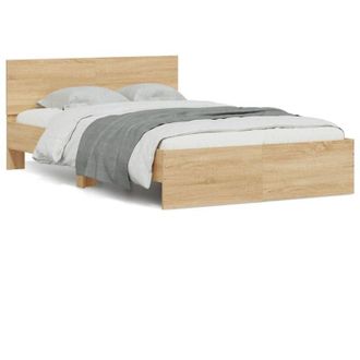 vidaXL Vidaxl - Cadre de lit avec t&ecirc;te de lit et led ch&ecirc;ne sonoma 140x190 cm