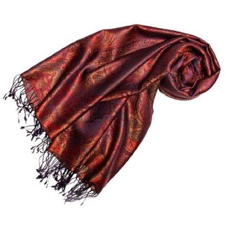 Lorenzo Cana Pashmina pour la femme - &eacute;charpe de 100% soie avec les mesures de 70 x 190 cm - fait &agrave; la main - souple &eacute;l&eacute;gant en bordeaux rouge cuivr&eacute; violet sable