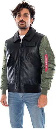 Alpha Industries Veste dhiver bomber en cuir synth&eacute;tique CWU - Homme - Vestes - Noir - Taille: XL