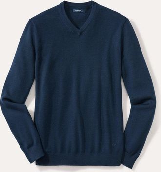 Walbusch V-Ausschnitt-Pullover Herren Merino V-Ausschnitt-Pullover extrafein 19,5 Mikron, temperaturausgleichend, waschmaschinenfest