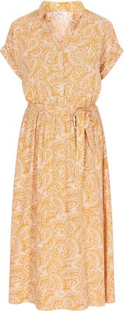 Usha Kleid Frauen gelb wei&szlig;