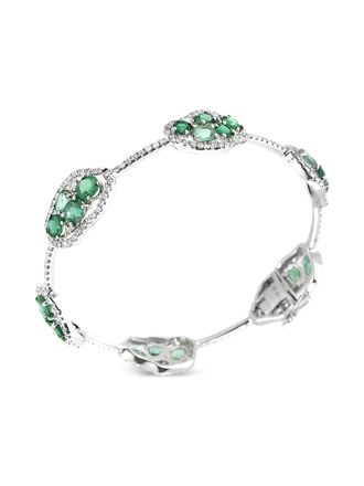 Luxury Bazaar bracelet jonc en or blanc 18ct serti démeraudes et de diamants - Argent
