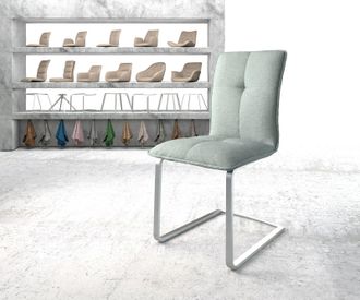 DELIFE Schwingstuhl Maddy-Flex Stripes Mint Freischwinger flach Edelstahl Wellenfederung, Esszimmerst&uuml;hle