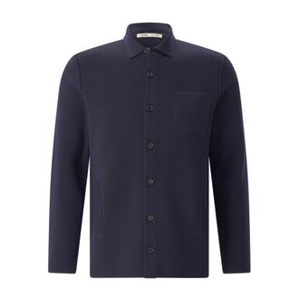 Maurizio Baldassari Strickjacke mit Hemdkragen - - Knitwear - Herren - Blau - 2XL