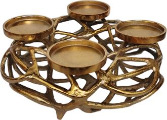 Goldbach Adventskranz 30cm aus Aluminium Gold Deko Windlicht Advent Weihnachten Alu