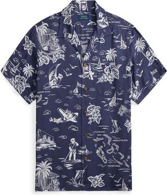 Ralph Lauren Leichtes Kurzarmhemd mit Allover-Print und Brusttasche, Classic Fit in