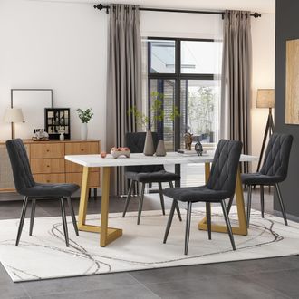Generic Esstisch mit 4 Stühlen Set, rechteckiger Küchentisch mit stabilen Metallbeinen, modernes Essgruppe-Set für Esszimmer oder Wohnzimmer, kompakte Tisch u