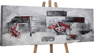 Yohji Yamamoto Art Abstrakt Acryl Gemälde auf Leinwand handgemalt Abstraktion IV Wandbilder Wohnzimmer moderne grau rot Apartment Wohndekor Bilder echte Kunst 150x50