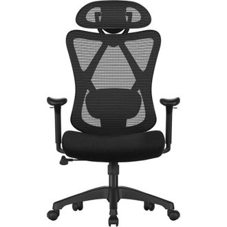 Songmics Chaise de Bureau en Toile, Fauteuil dOrdinateur, Si&egrave;ge Ergonomique, Support Lombaire R&eacute;glable, Appui-T&ecirc;te R&eacute;glable, Dossier Inclinable, Charge 150