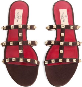 Valentino Garavani Rockstud Leather Sandals - Brown