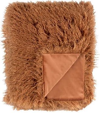 furn. Rowan Überwurf - Weiche dekorative Kunstfelldecke im mongolischen Stil mit Samtrückseite (Ingwer - 130x175cm)