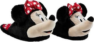 Disney Chaussons Femme Peluche Chausson Adulte Rigolo Slippers Pantoufles Femme Idée Cadeau Stitch Minnie Baby Yoda (Noir Minnie, 34-35)