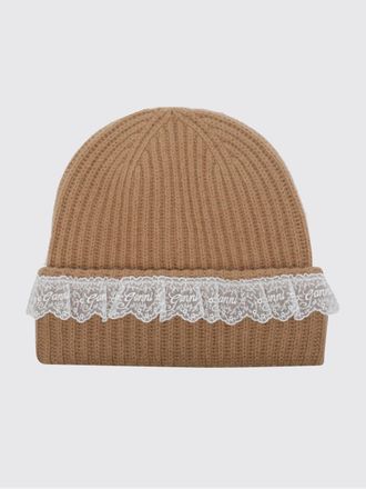 Ganni Bonnet &agrave; revers en m&eacute;lange de laine et yak avec broderie