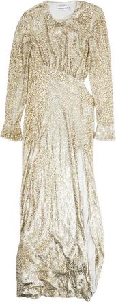 Self Portrait Femme, Robes, Jaune, Taille: 34 FR Gold Fil Coup&eacute; Maxi Dress